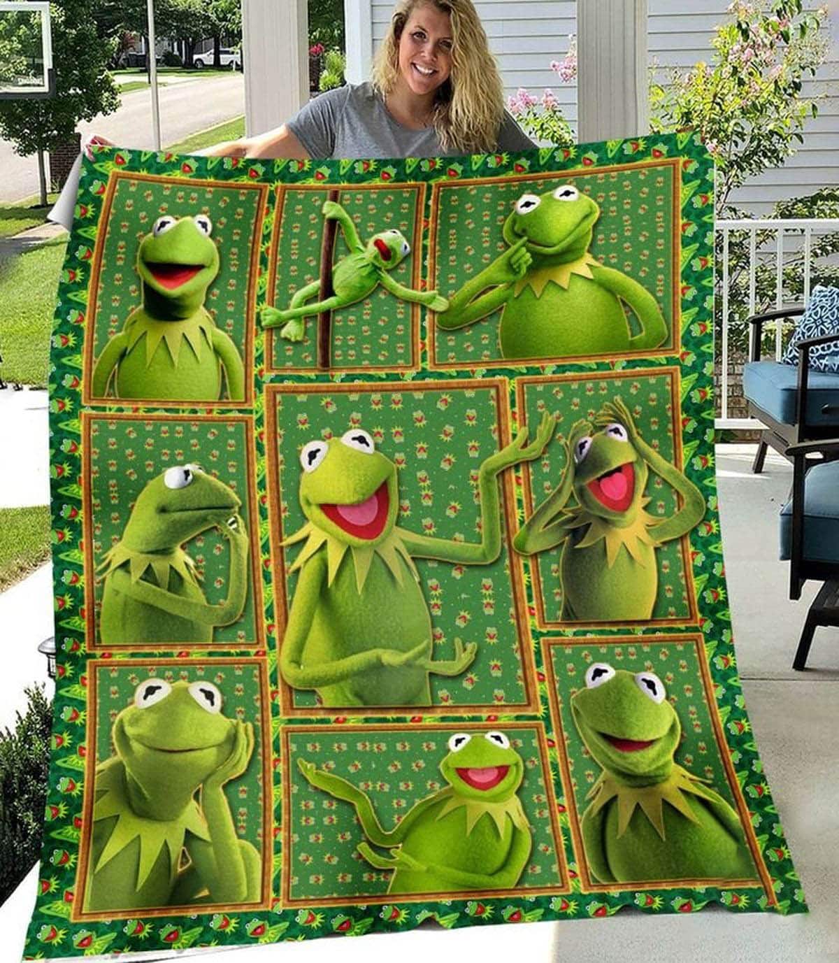 Kermit The Frog Quilt Blanket D95 - Hanamango