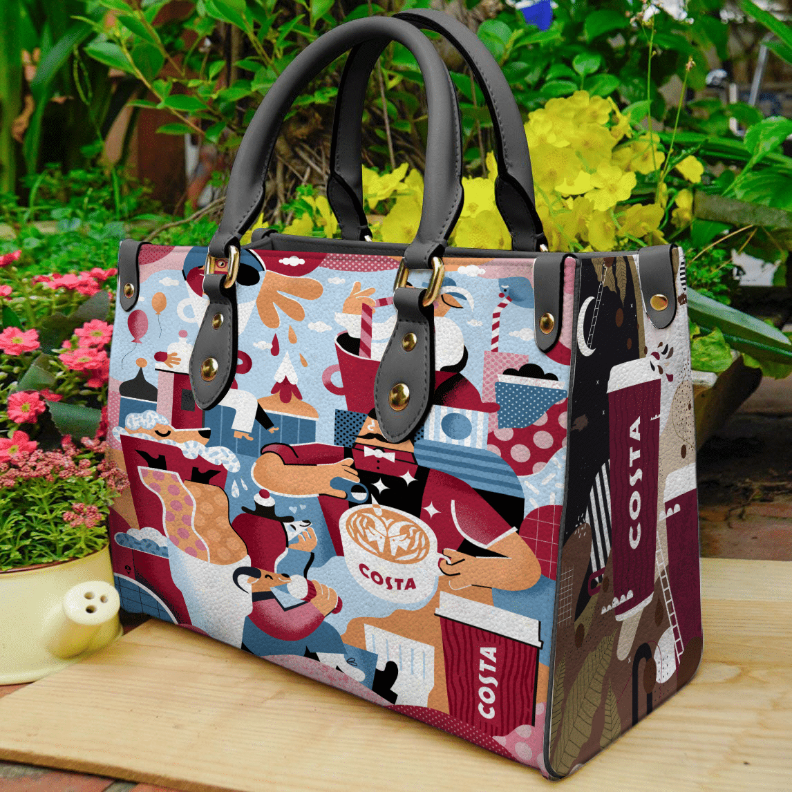 Costa Coffee Leather HandBag NT28 - Hanamango