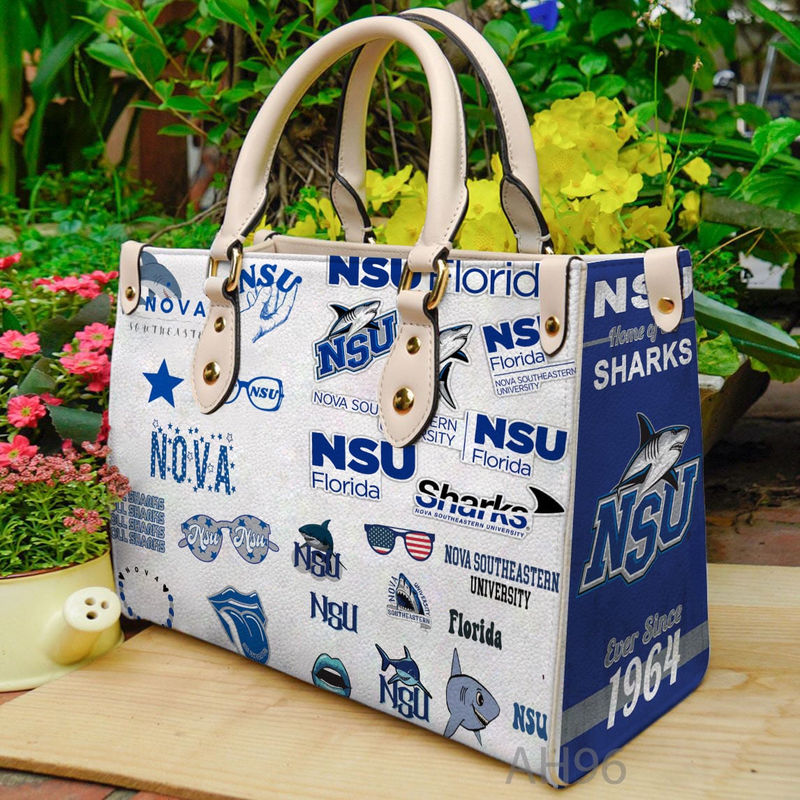 Nova Southeastern Sharks Leather HandBag AH96 - Hanamango